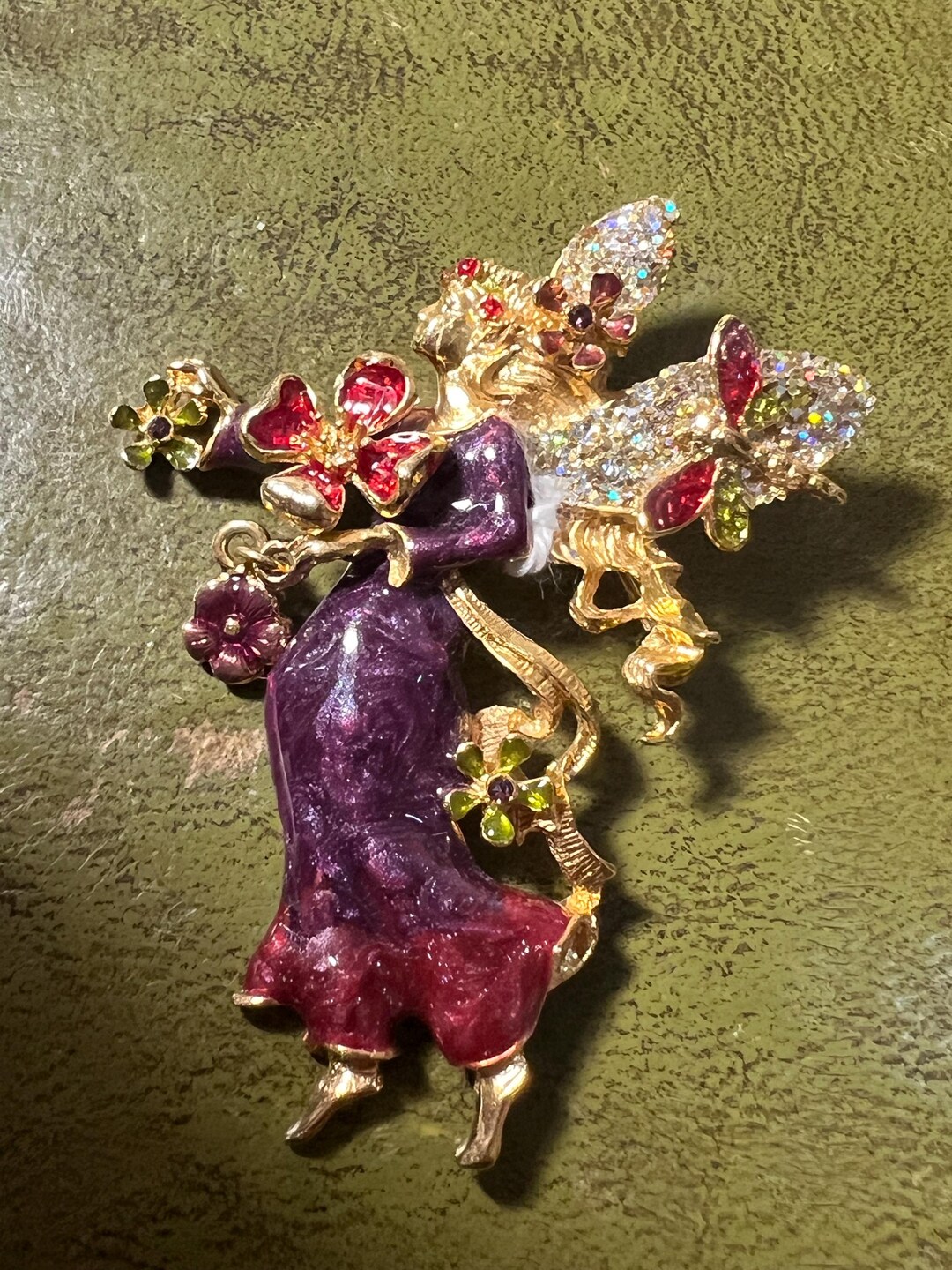 Stunning Kirk’s Folly Metal and Enamel Glass Fairy Brooch Vintage - Etsy