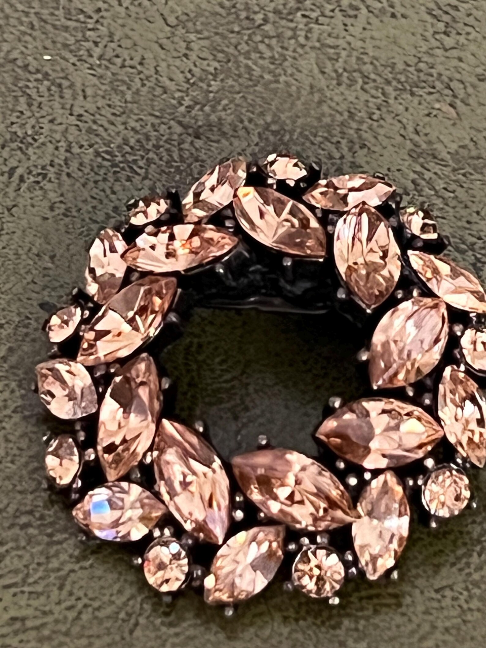 Pretty Metal and Glass Ring Brooch - Etsy