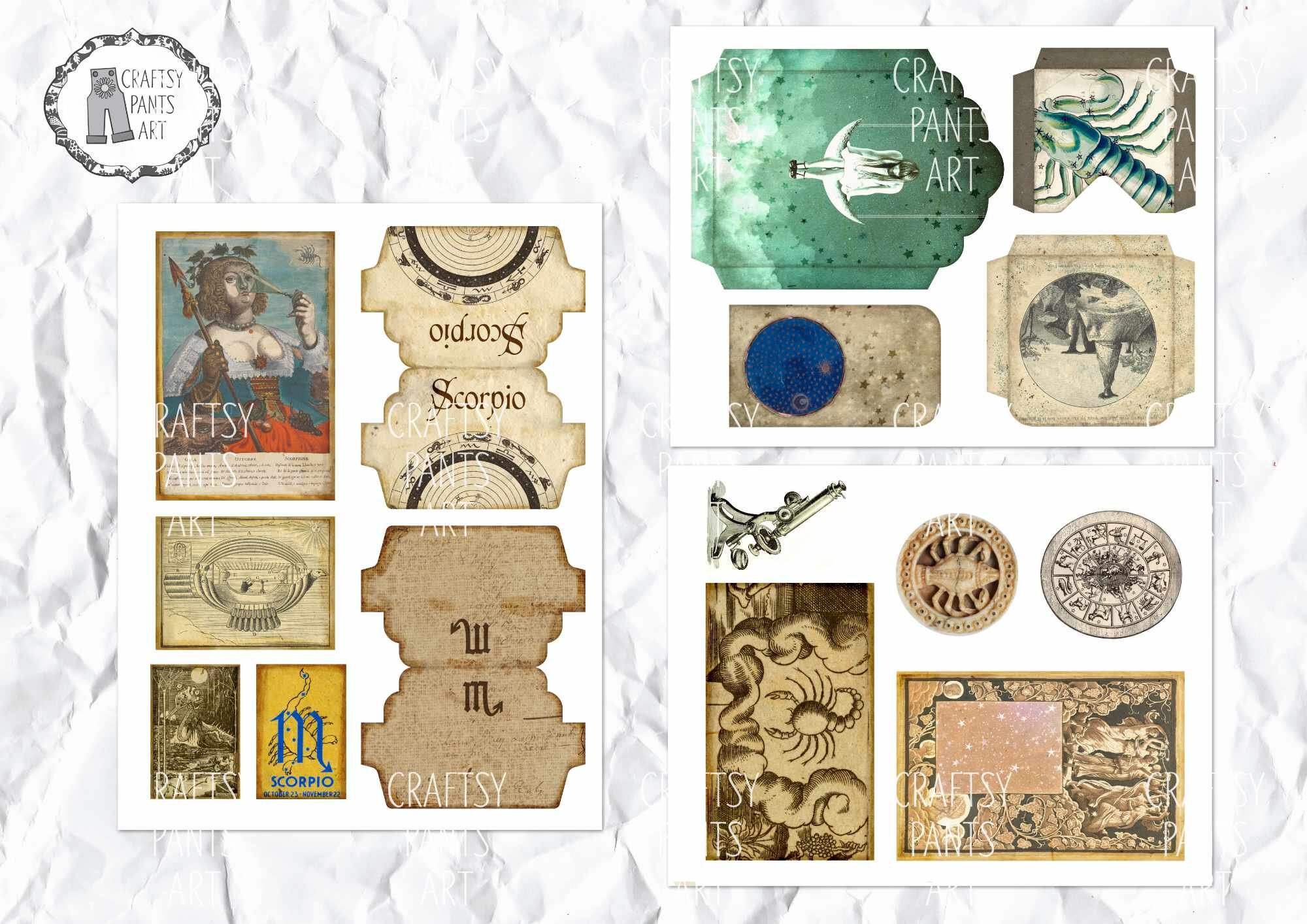 Zodiac, Astrology Book of Shadows Junk Journal Kit Scorpio Printable ...