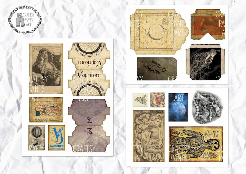 Zodiac, Astrology Book of Shadows Junk Journal Kit Capricorn Printable ...