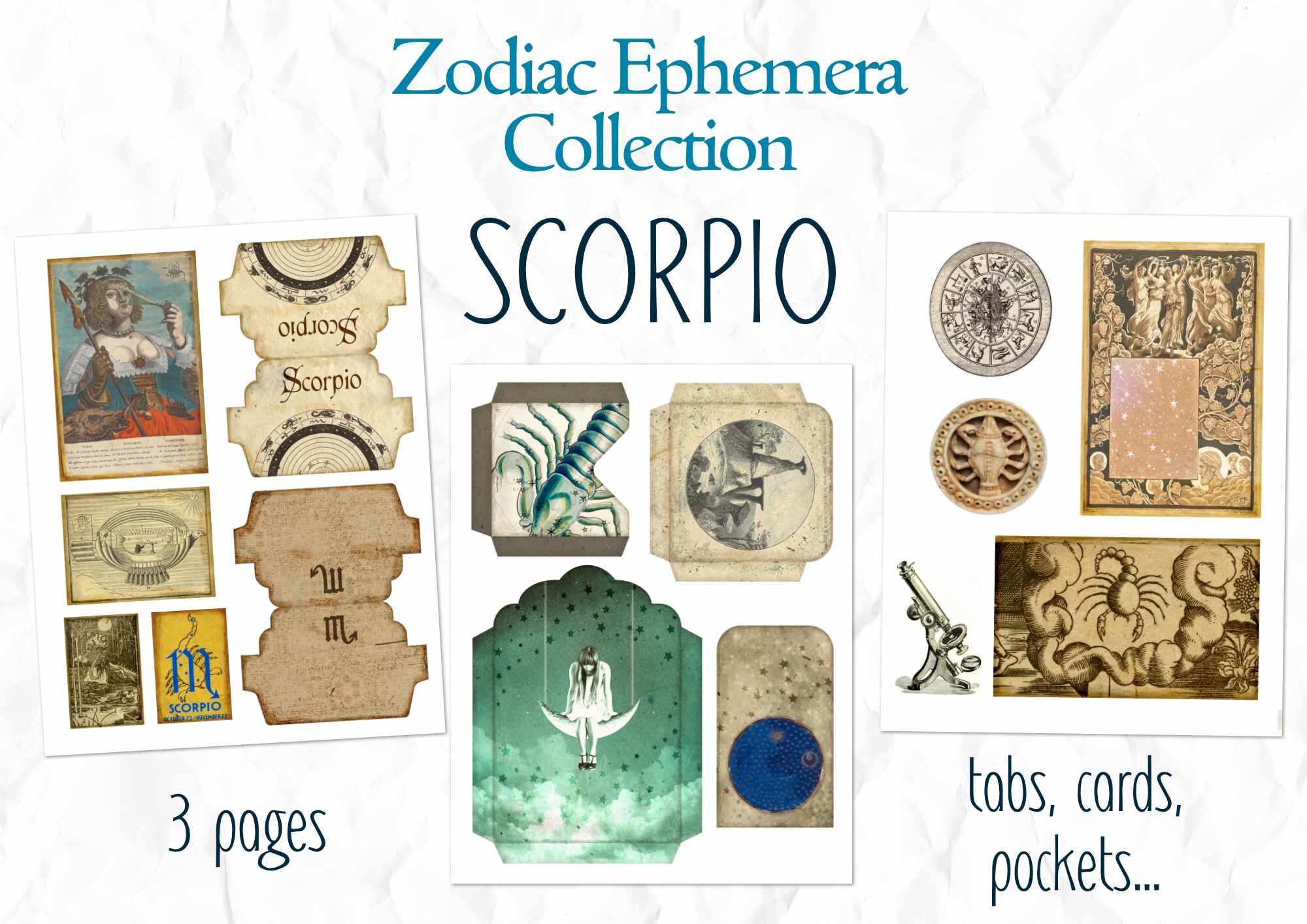 Zodiac, Astrology Book of Shadows Junk Journal Kit Scorpio Printable ...