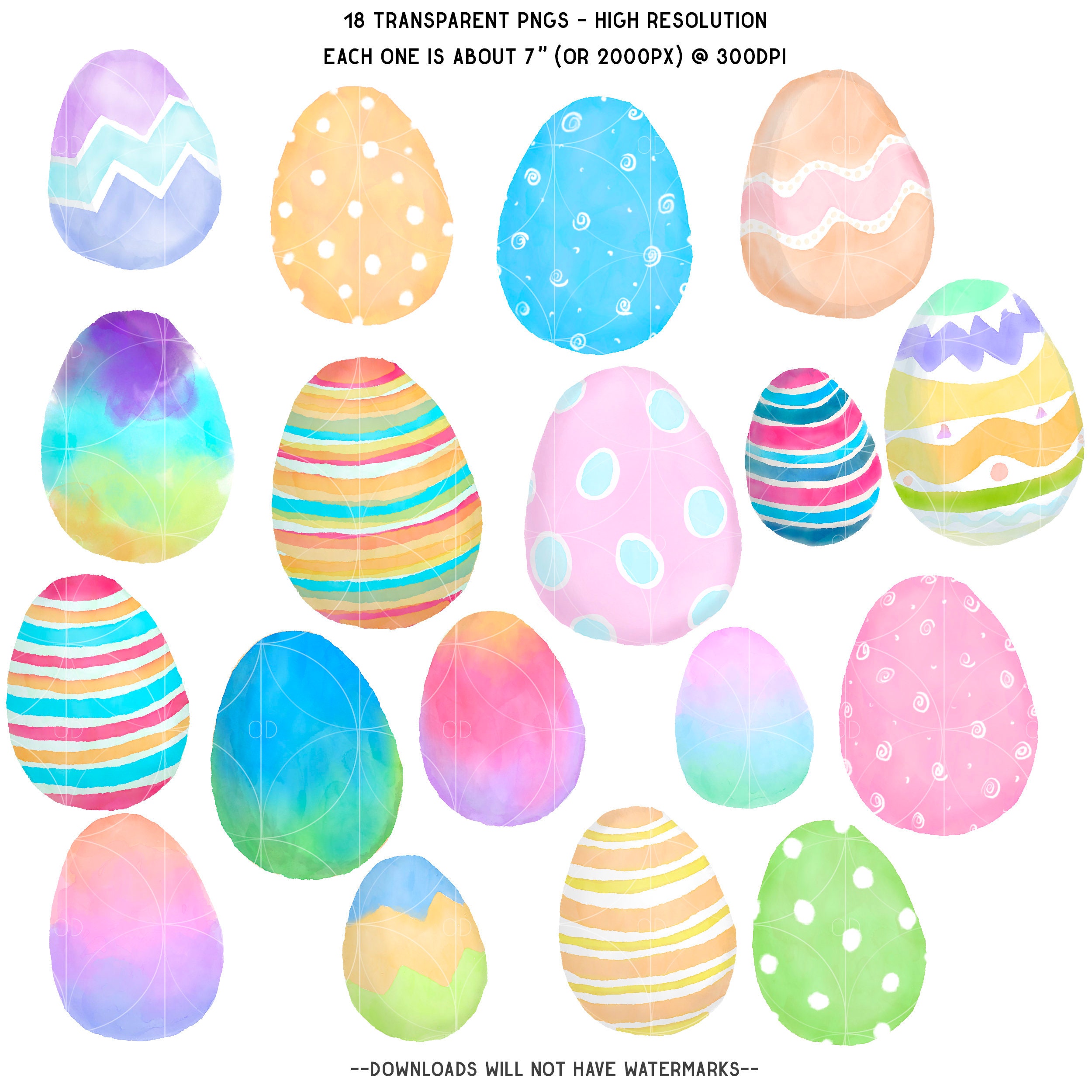 Watercolor Easter Eggs Clipart - Instant Download - Easter Eggs ...