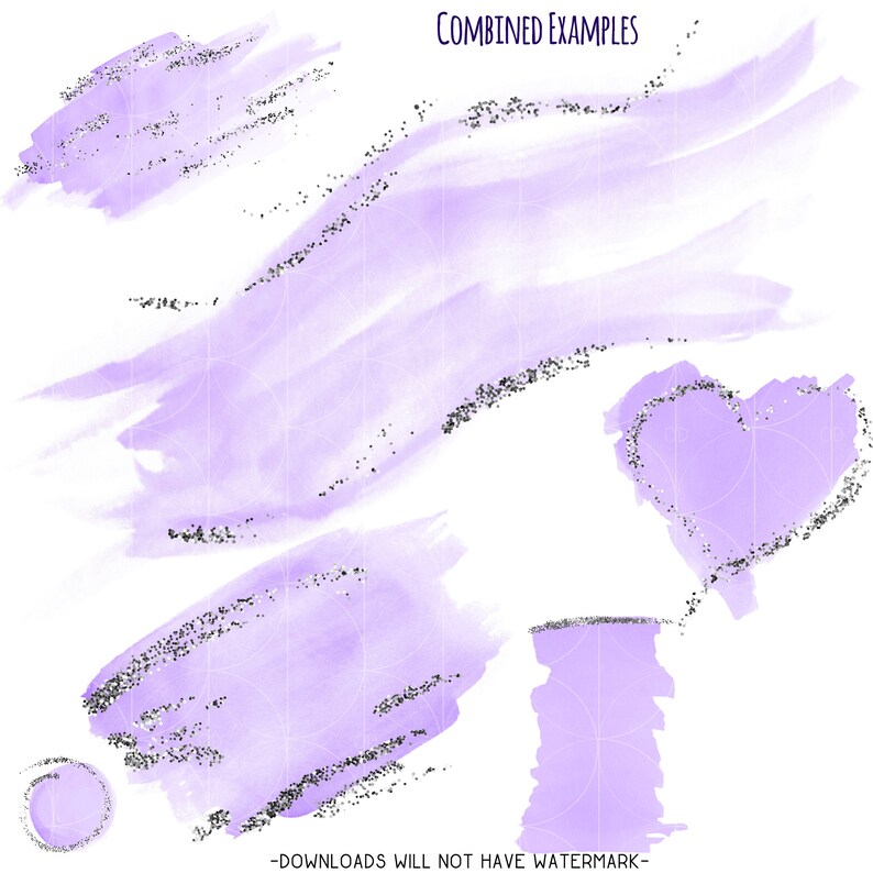 Purple Silver Watercolor & Glitter Clipart, Transparent Pngs ...