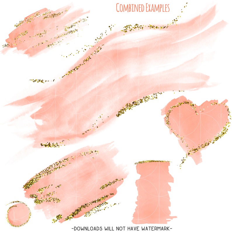 Peach Gold Watercolor & Glitter Clipart, Transparent Pngs, Watercolor ...