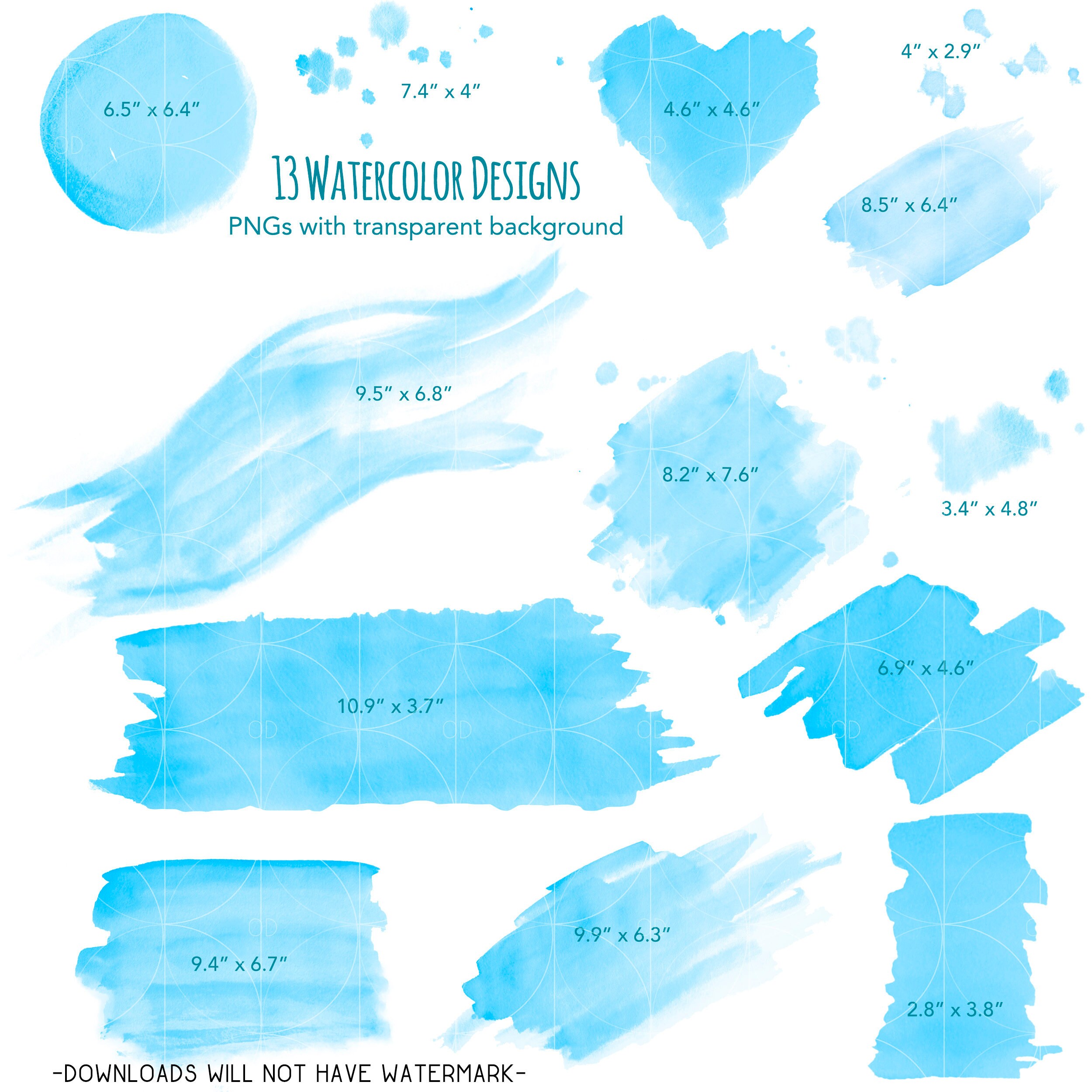 Blue Gold Watercolor & Glitter Clipart, Transparent Pngs, Watercolor ...