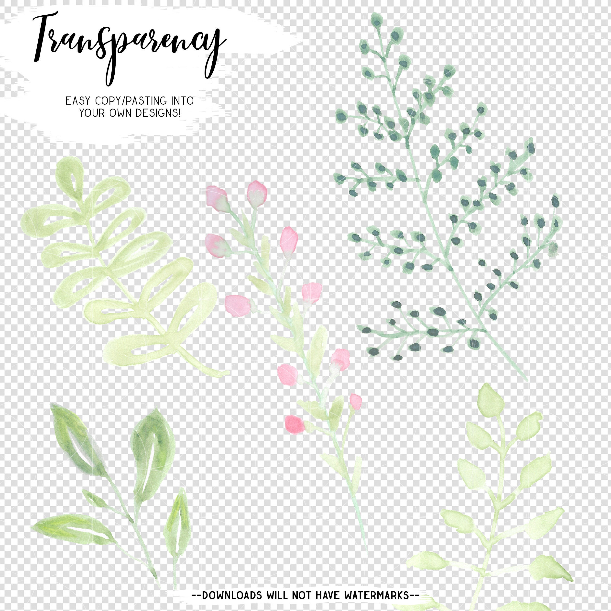 Lovely Watercolor Greenery, Greenery Frames, Foliage, Wedding Greenery ...