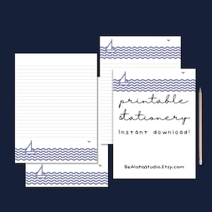 Printable Stationery, Instant Download, Modern, Nautical, Sailboat ...