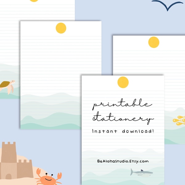 Printable Stationery, Instant Download, Palm Leaves, Tropical, Hawaiian ...