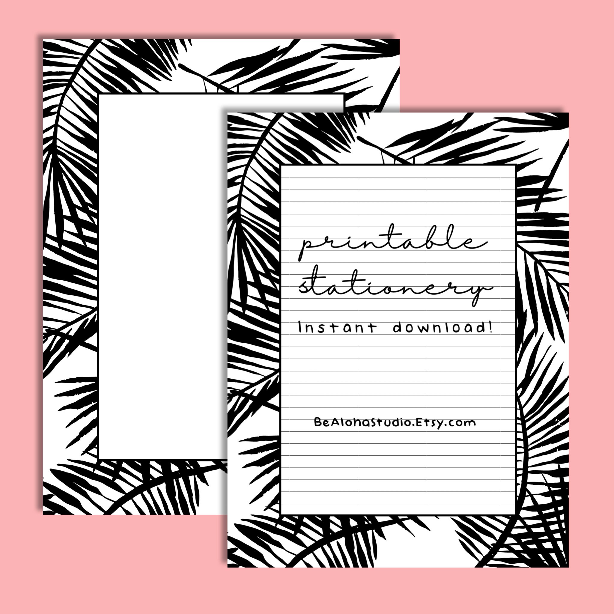 Printable Stationery, Instant Download, Palm Leaves, Tropical, Hawaiian ...