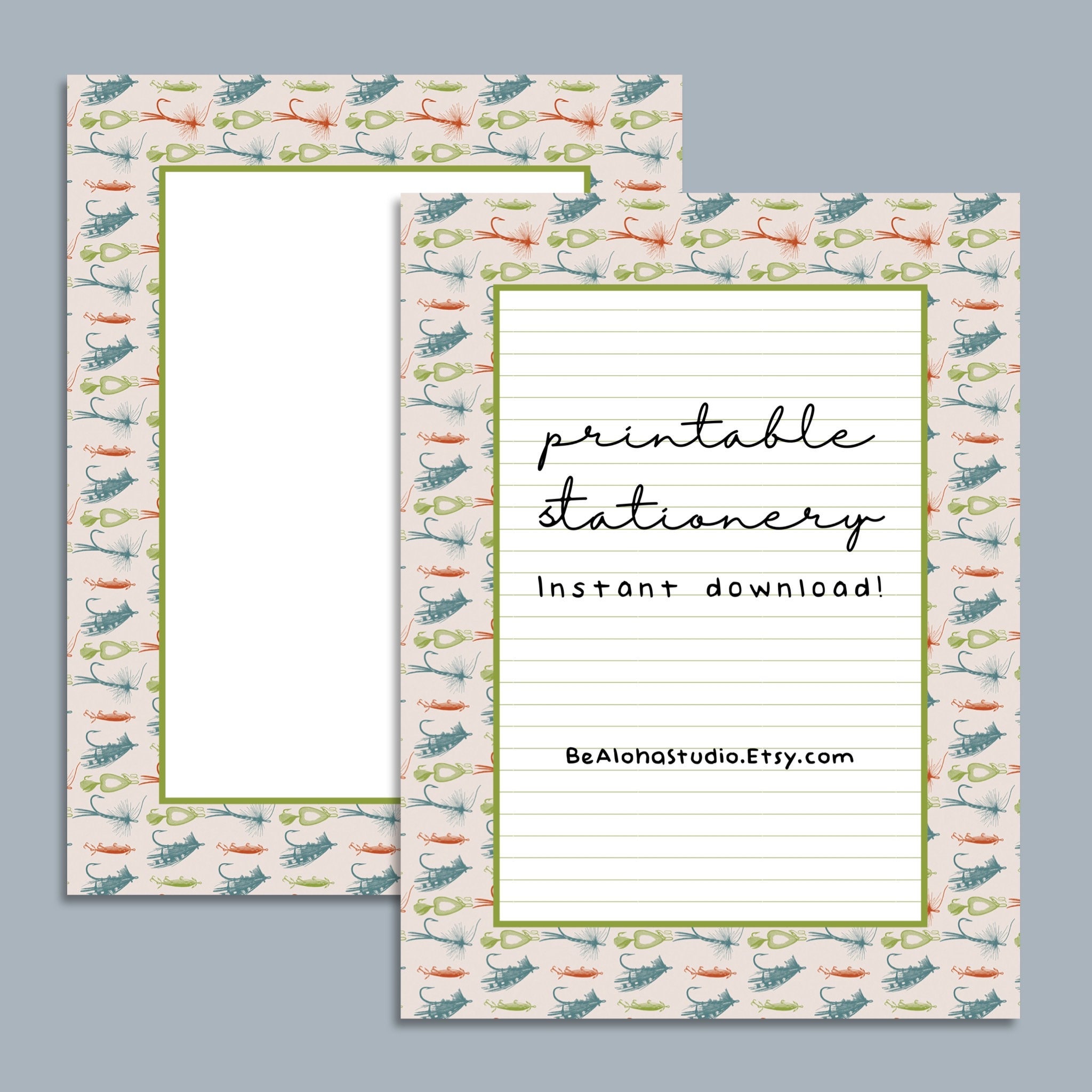 Printable Stationery, Instant Download, Fly Fishing, Fishing Lures ...