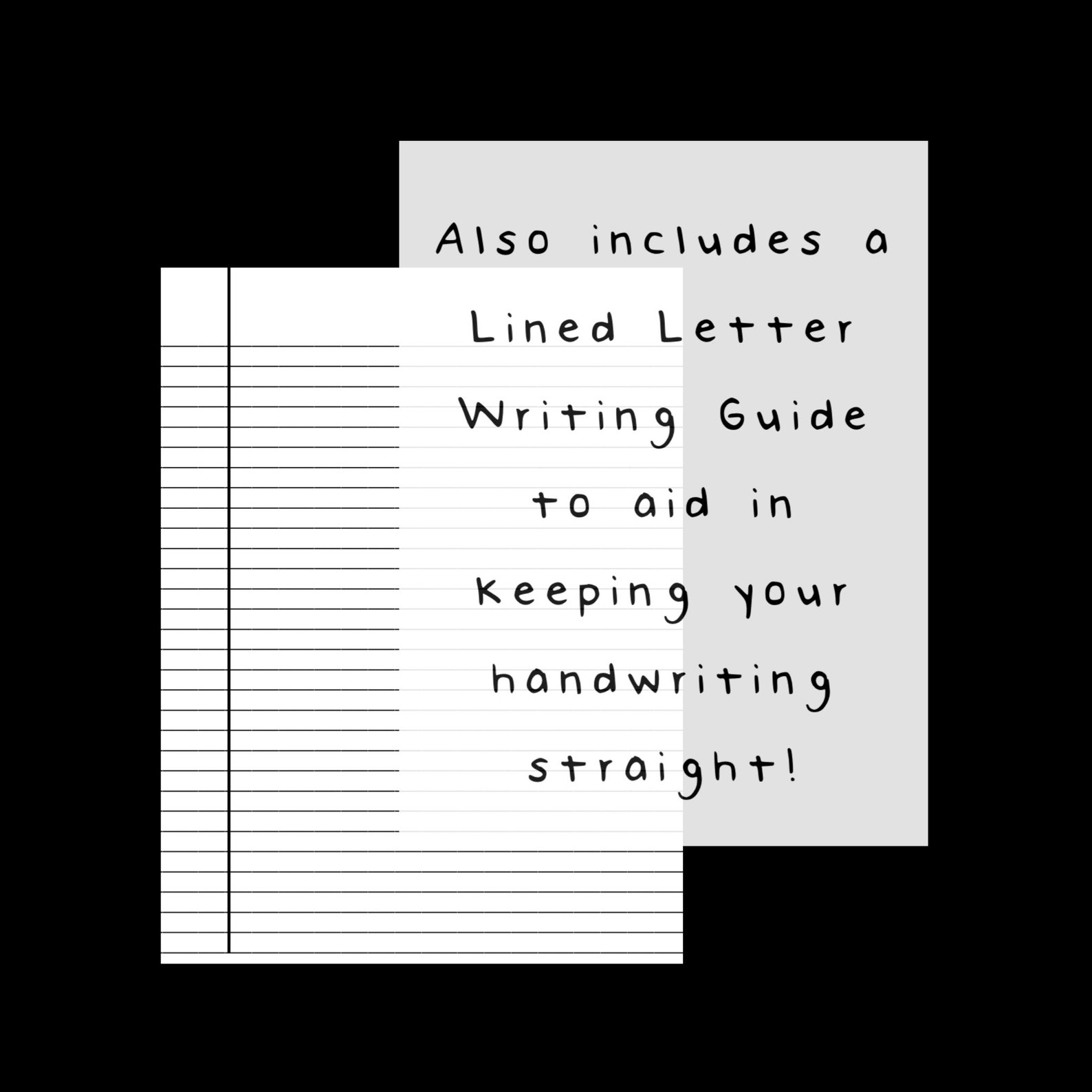 Printable Stationery, PDF Printable Lined Paper, Black and White ...