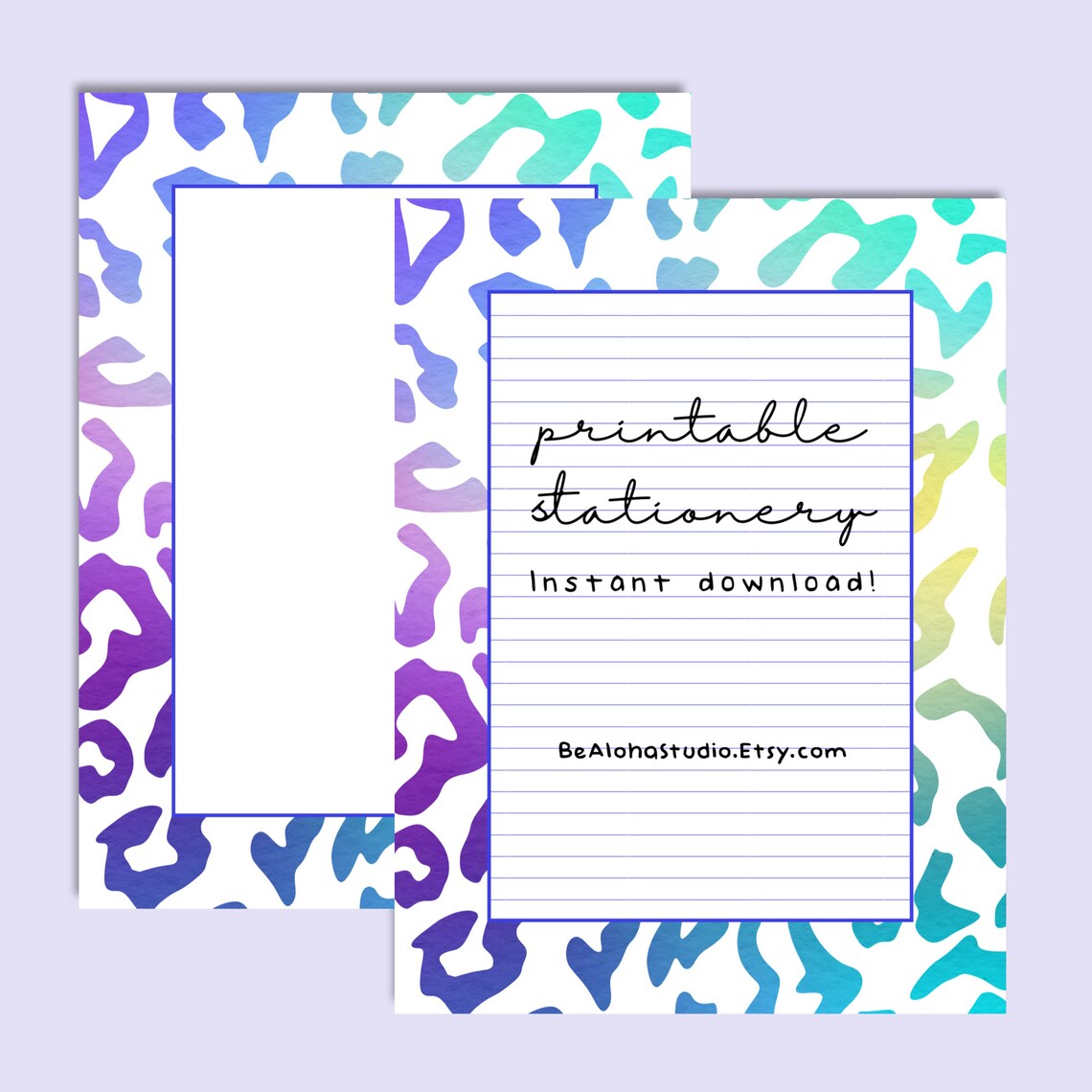 Printable Stationery, Instant Download, Ombré Leopard Print, Jungle ...