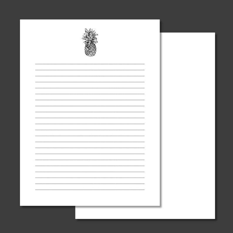 Printable Stationery, Instant Download, Pineapple, Minimalist, Modern ...