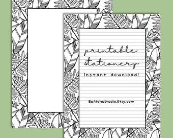 Printable Stationery PDF Printable Lined Paper Black and | Etsy