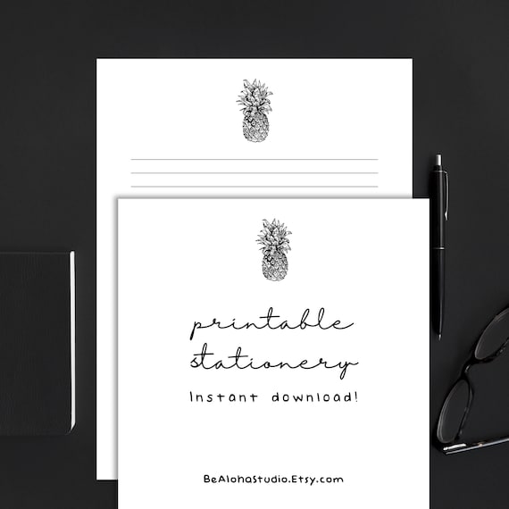 Printable Stationery Instant download Pineapple Minimalist | Etsy