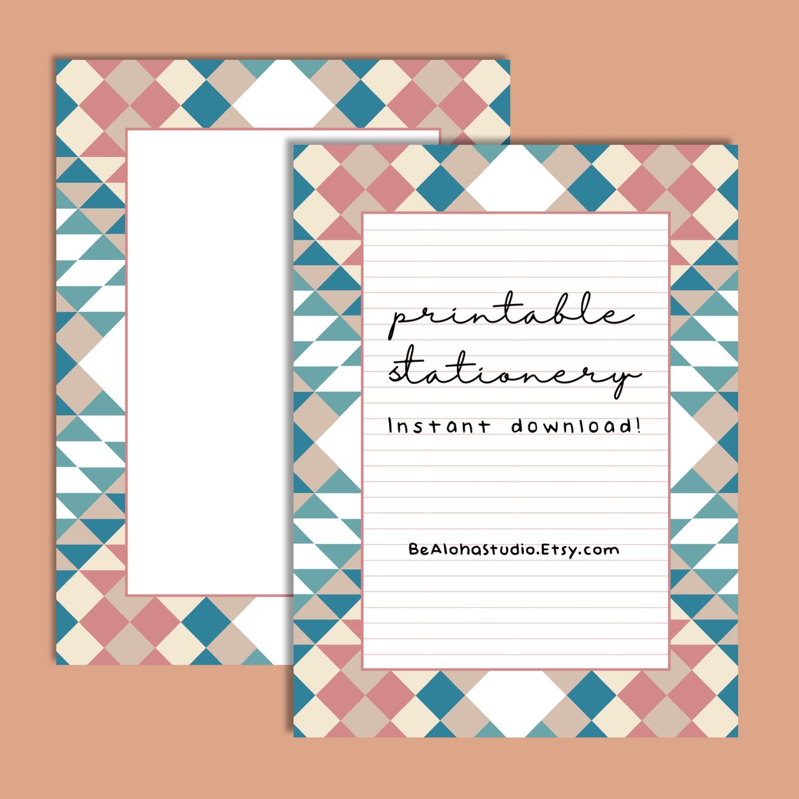 Printable Stationery, PDF Printable Lined Paper, Desert Boho, Pastels ...