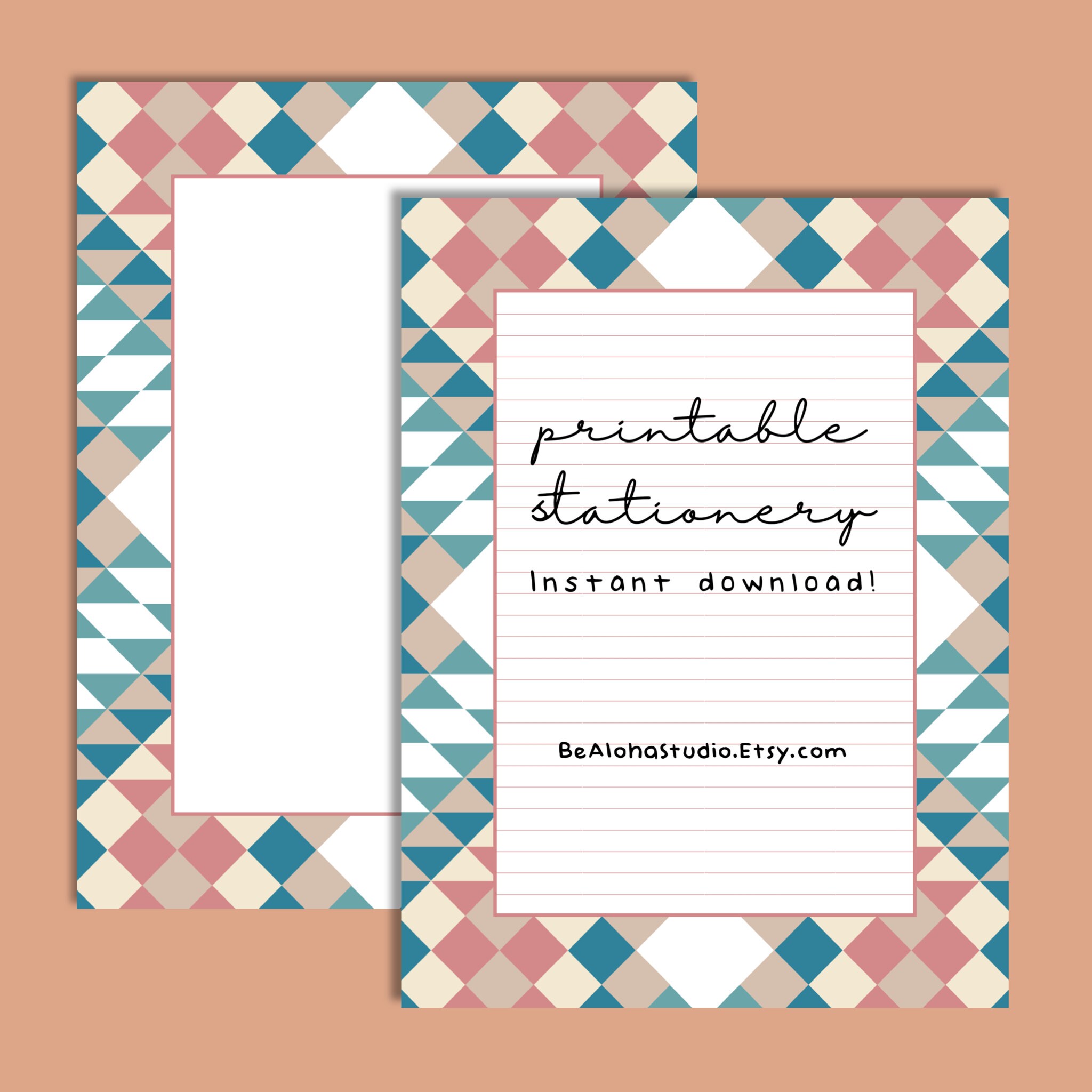 Printable Stationery, PDF Printable Lined Paper, Desert Boho, Pastels ...