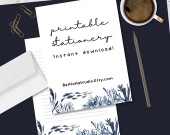 Printable Stationery, Instant Download, Minimalist, Modern, Ombre ...