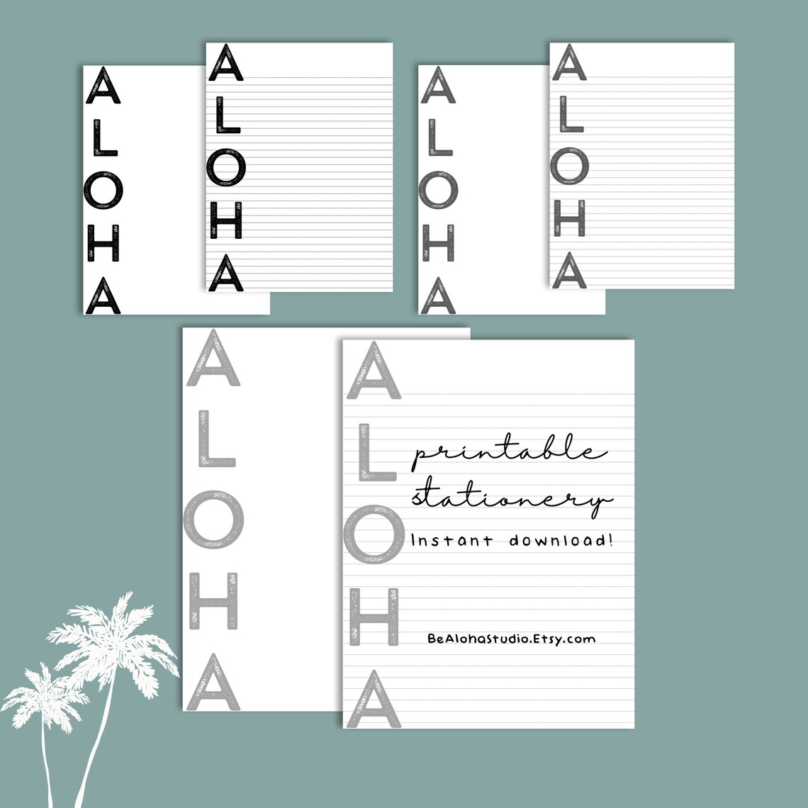 Printable Stationery, Instant Download, Aloha, Hawaiian, Hawaii ...