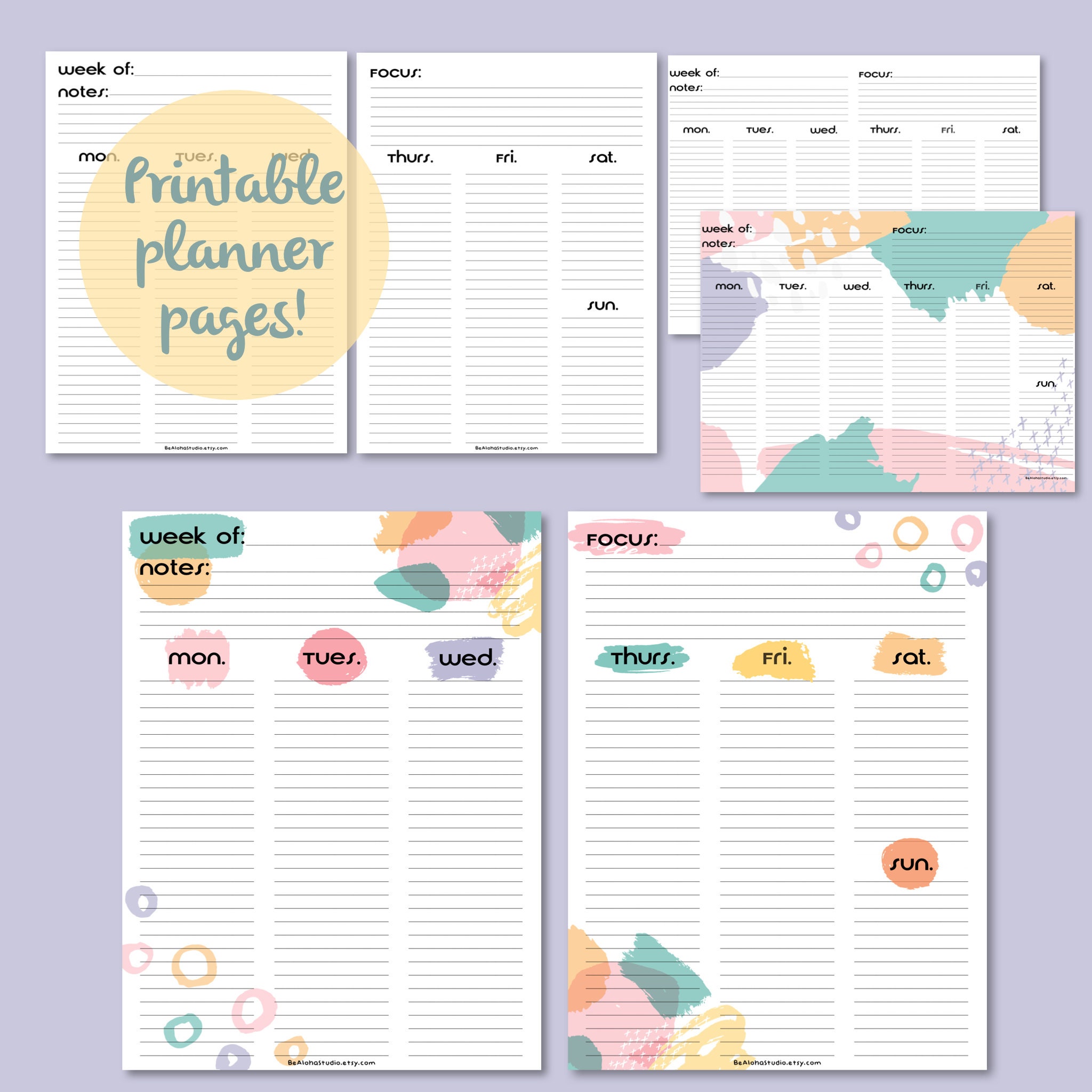 Undated, Printable Planner Pages, Weekly Planning Pages and Calendar ...