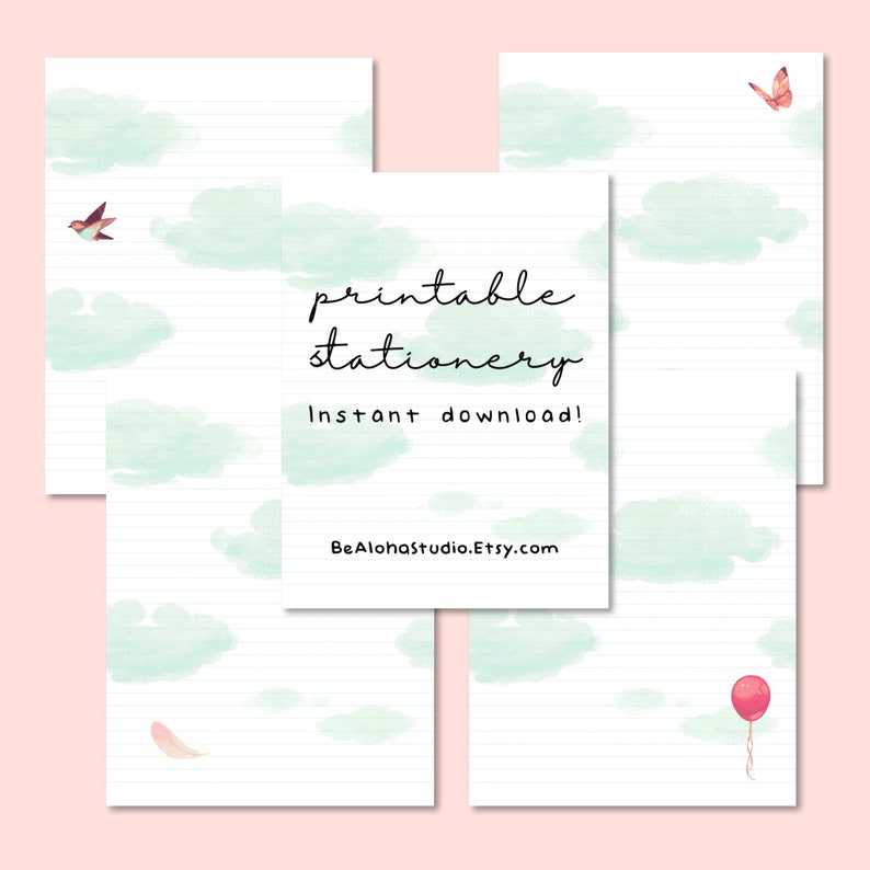 Printable Stationery, Instant Download, Lined Paper, Letter Writing ...