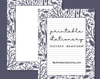 Printable Stationery Instant Download Nautical Fish | Etsy