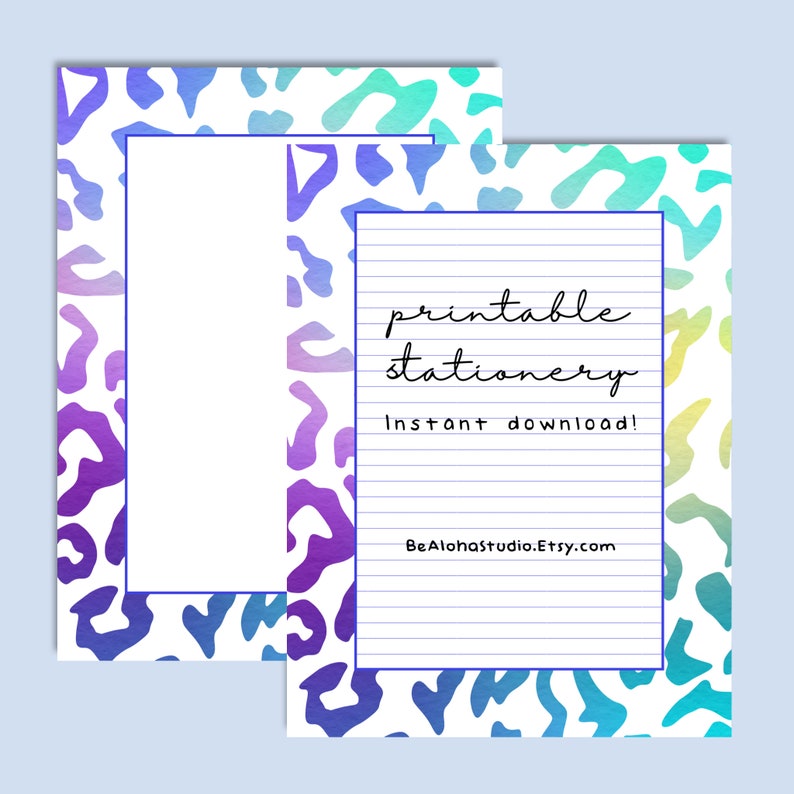 Printable Stationery, Instant Download, Ombré Leopard Print, Jungle ...