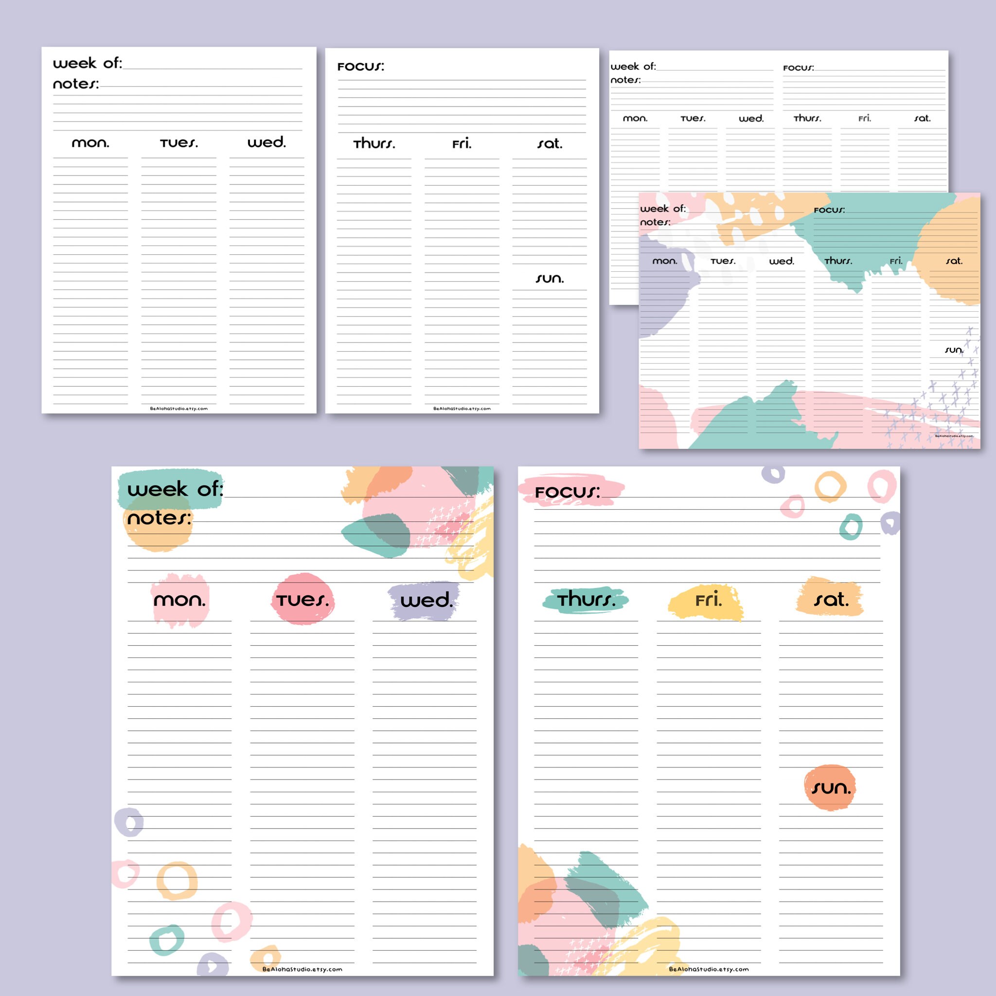 Undated, Printable Planner Pages, Weekly Planning Pages and Calendar ...