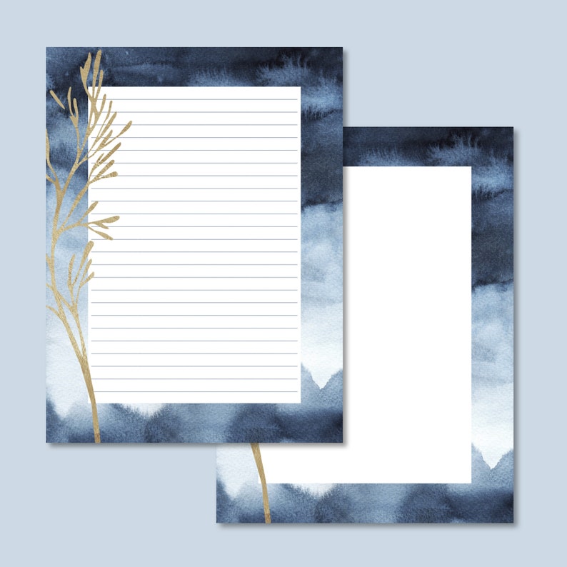 Printable Stationery, Watercolor, Nautical, Fish, Blue, Coral, Lined ...