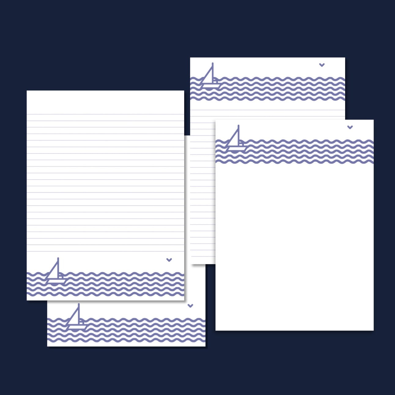 Printable Stationery, Instant Download, Modern, Nautical, Sailboat ...