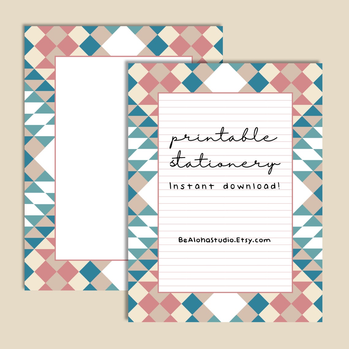 Printable Stationery, PDF Printable Lined Paper, Desert Boho, Pastels ...