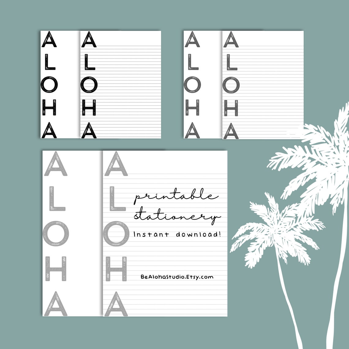 Printable Stationery, Instant Download, Aloha, Hawaiian, Hawaii ...