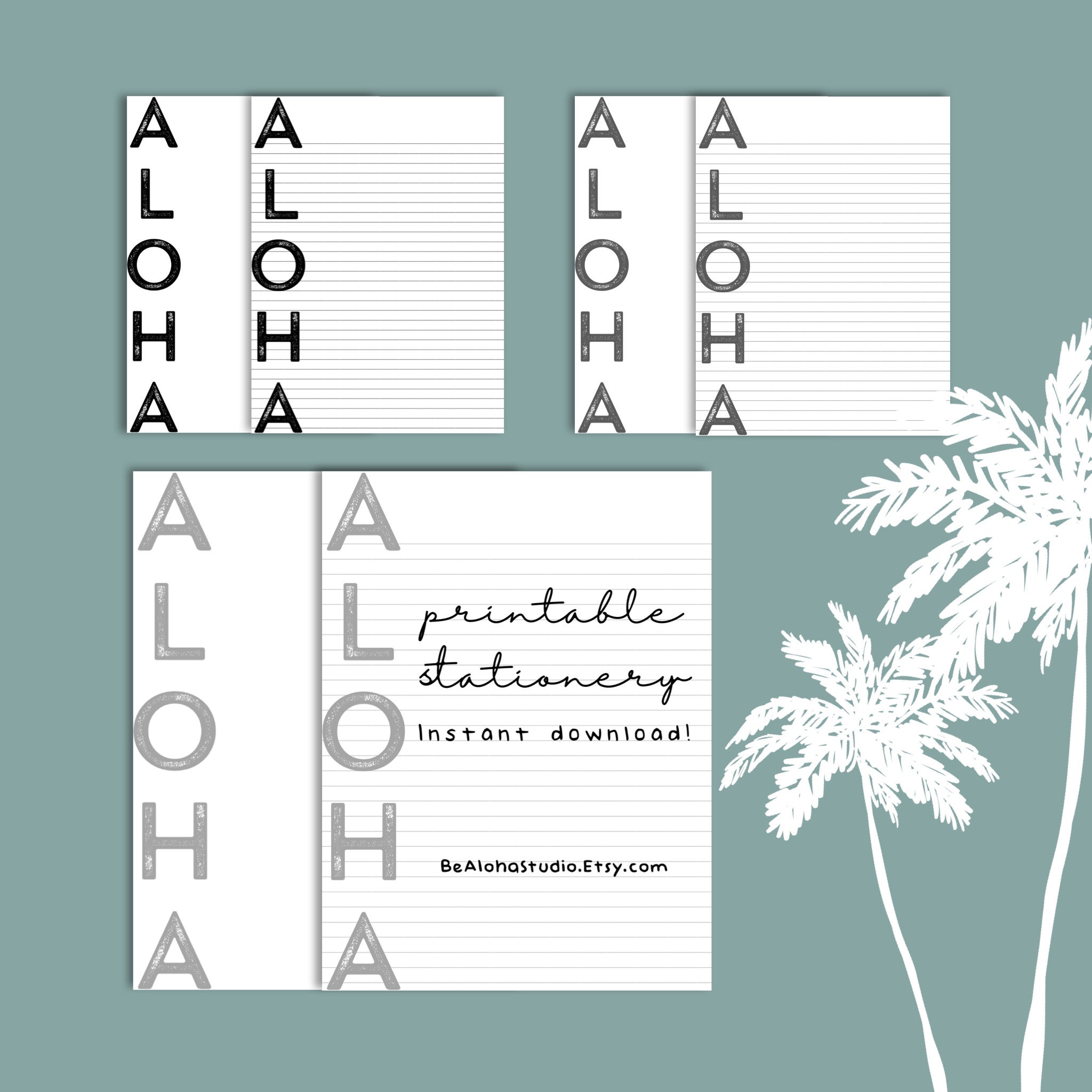 Printable Stationery, Instant Download, Aloha, Hawaiian, Hawaii ...