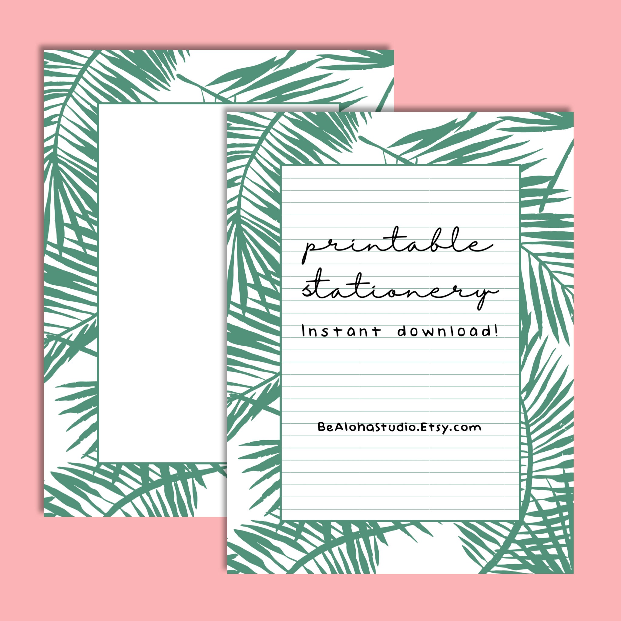 Printable Stationery, Instant Download, Palm Leaves, Tropical, Hawaiian ...