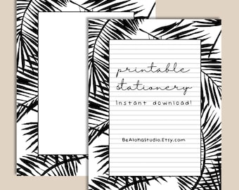 Printable Stationery Instant Download Palm Leaves Tropical | Etsy