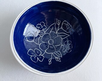 Blue Flower Bowl | Etsy