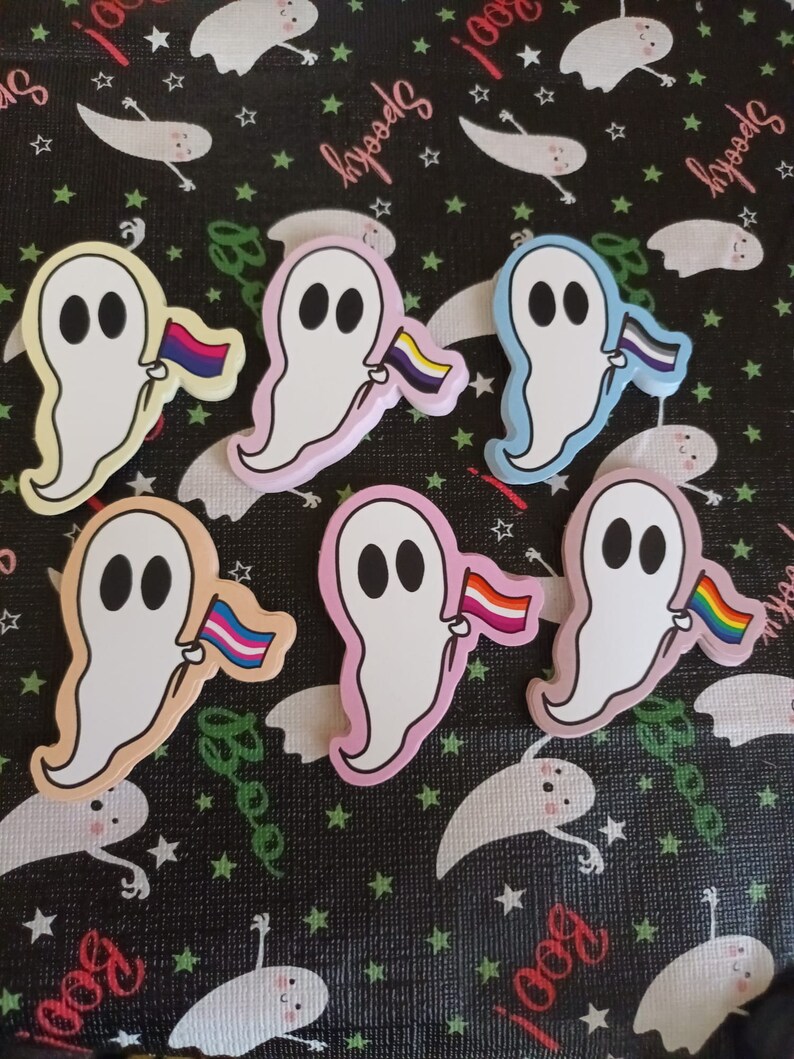 Bisexual Flag Spooky Ghost Sticker - Etsy