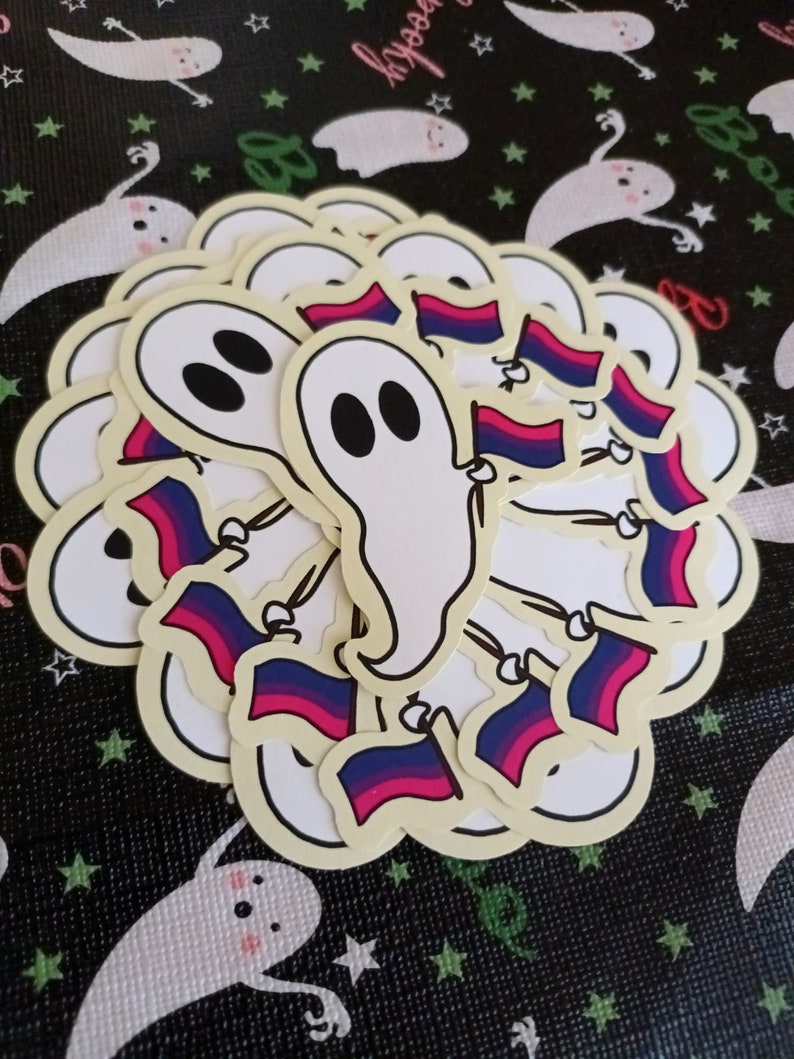 Bisexual Flag Spooky Ghost Sticker - Etsy
