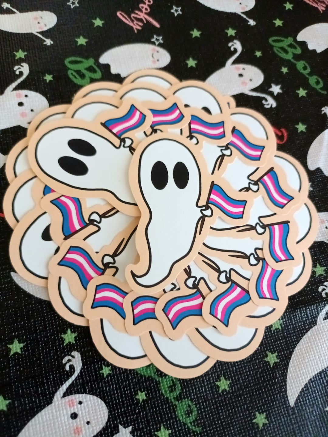 Trans Flag Spooky Ghost Sticker - Etsy