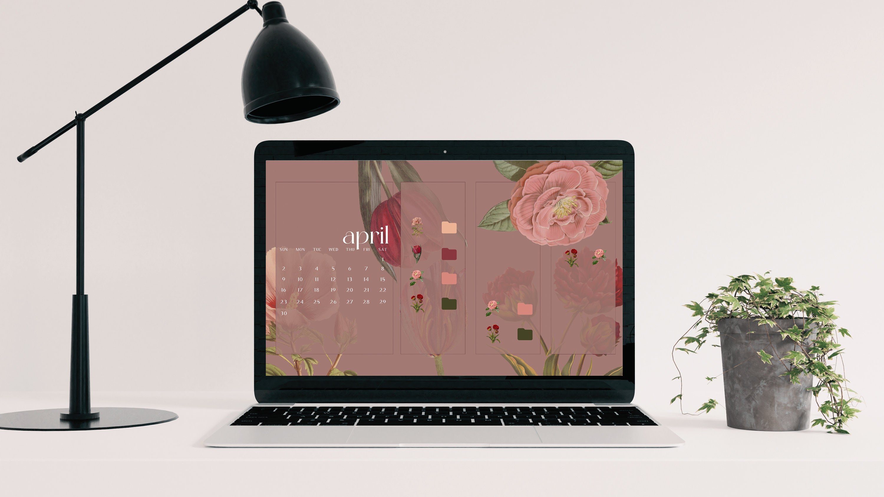 Desktop Wallpaper Organizer Flower Design - Etsy