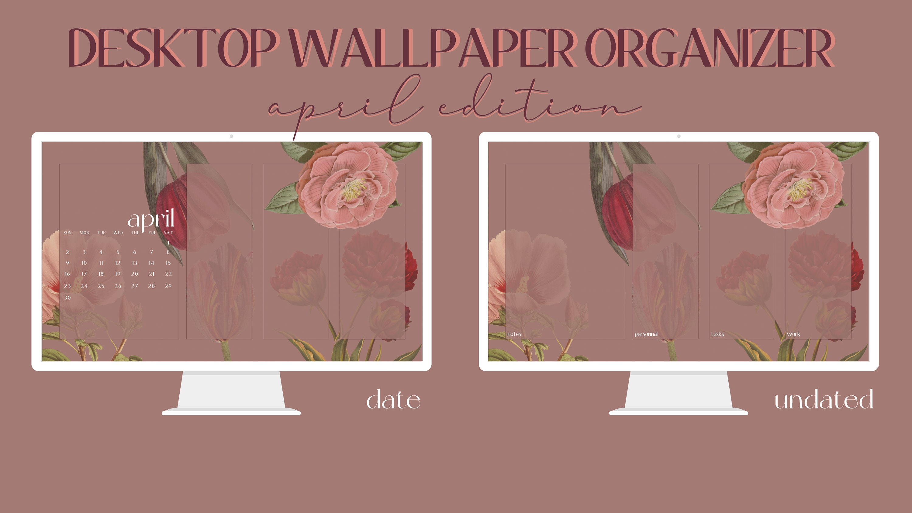 Desktop Wallpaper Organizer Flower Design - Etsy