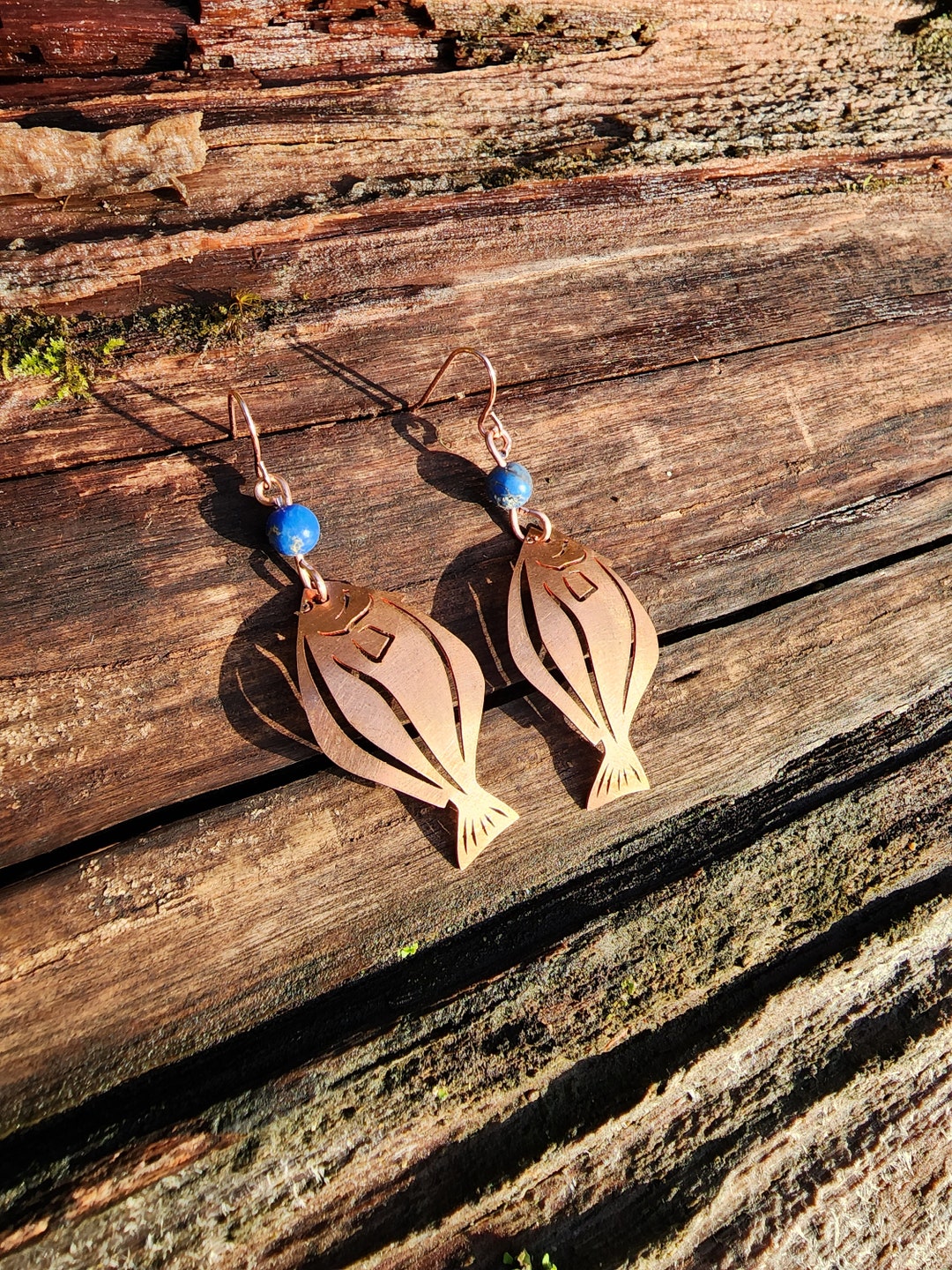 Made in Alaska Hand Hammered Halibut Copper Gemstone Earrings MADE IN ...