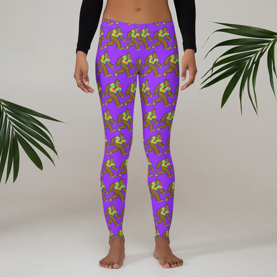 Purple Bigfoot Sasquatch Cryptid Tie Dye Leggings - Etsy