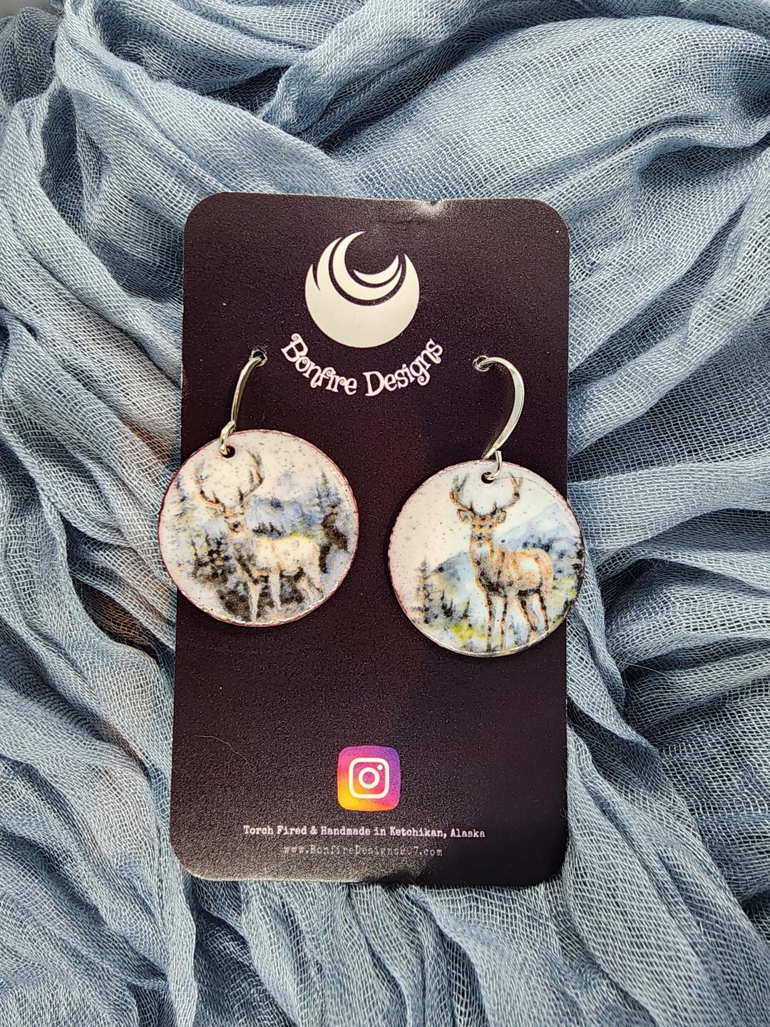 Big Buck Sitka Blacktail Painted Circle Disc Hand Fired Glass White All ...