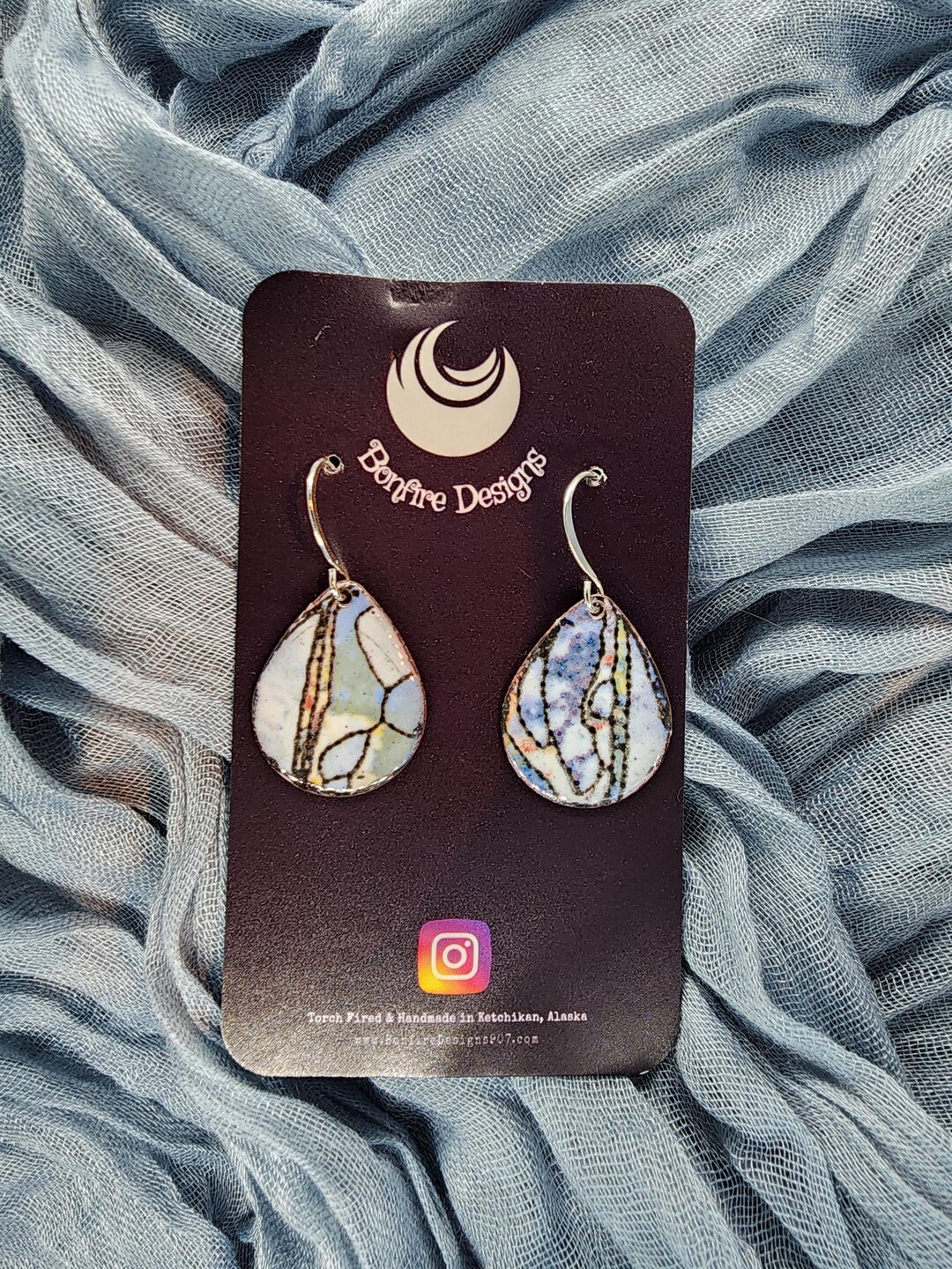 Small Teardrop Painted Topographical Map Abstract Hand Fired Glass ...
