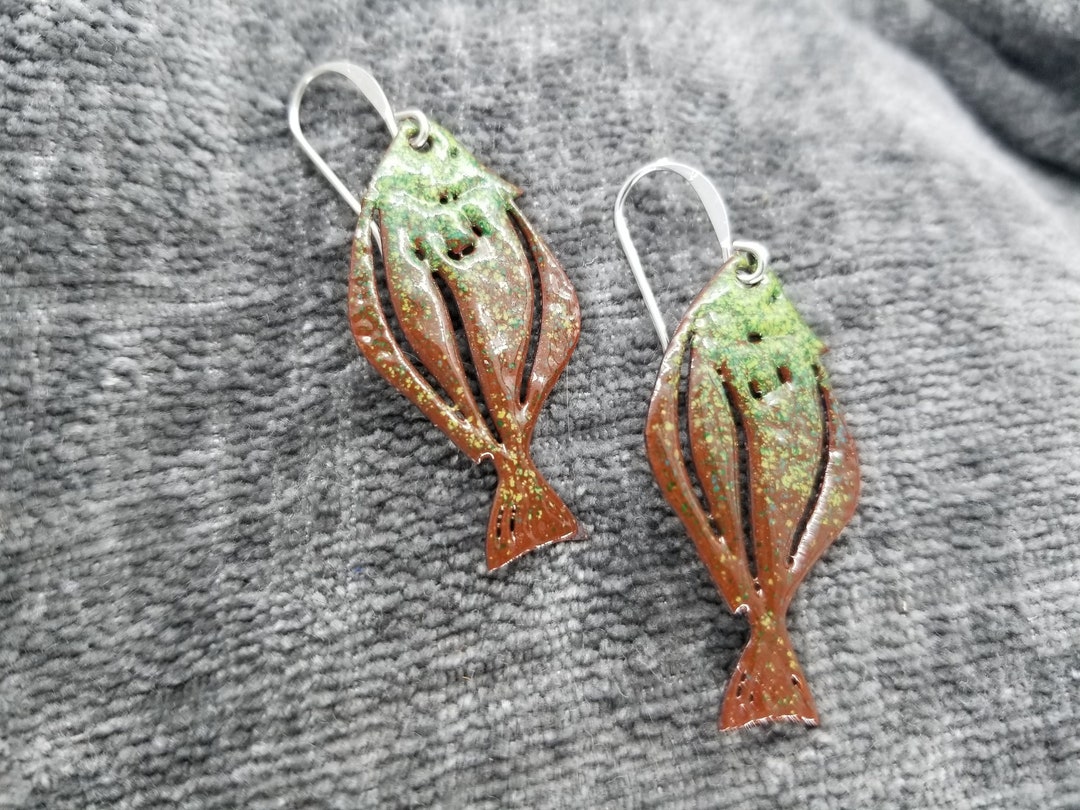 Nautical Halibut Nature Fish Torch Fired Glass Earth Tones on - Etsy