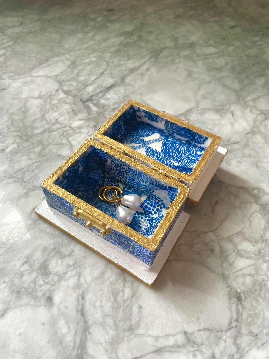 Handmade Trinket Box Blue Pattern - Etsy