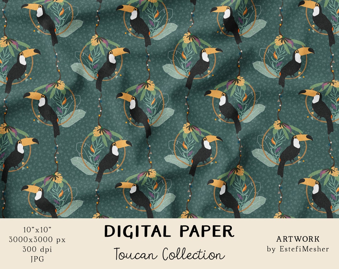 Toucan Digital Paper, Animal Seamless Pattern, Digital Background ...