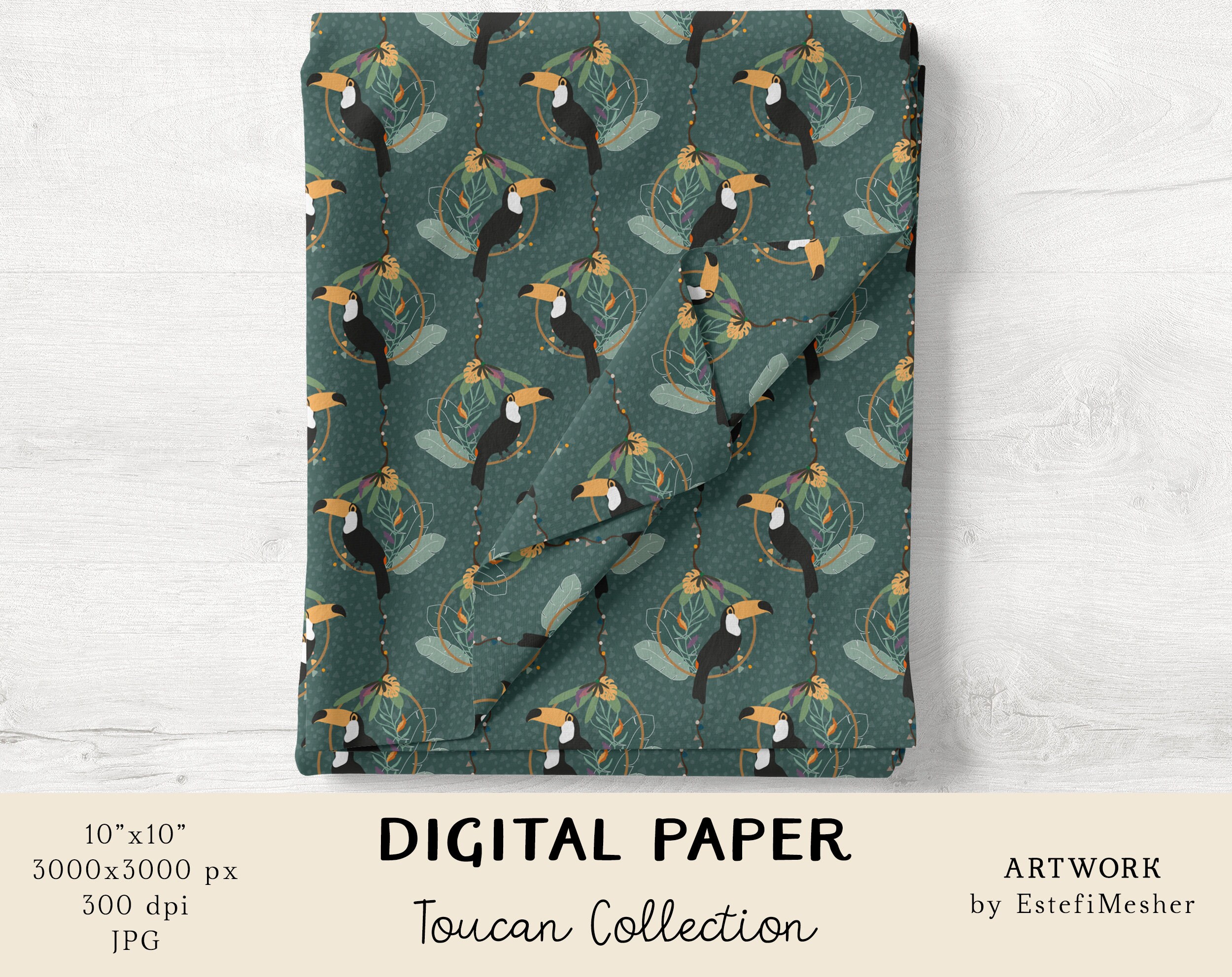 Toucan Digital Paper, Animal Seamless Pattern, Digital Background ...