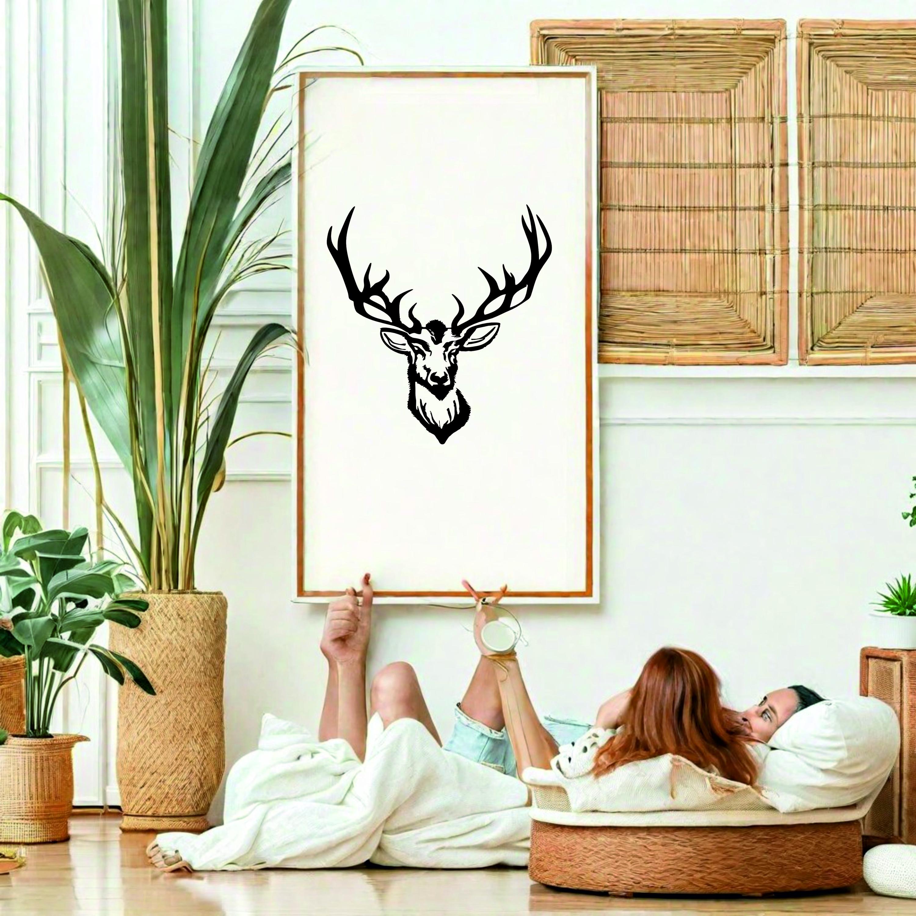 Deer Head Silhouette, Stag Shape SVG, Pdf, Dxf, Png, Deer With Antlers ...